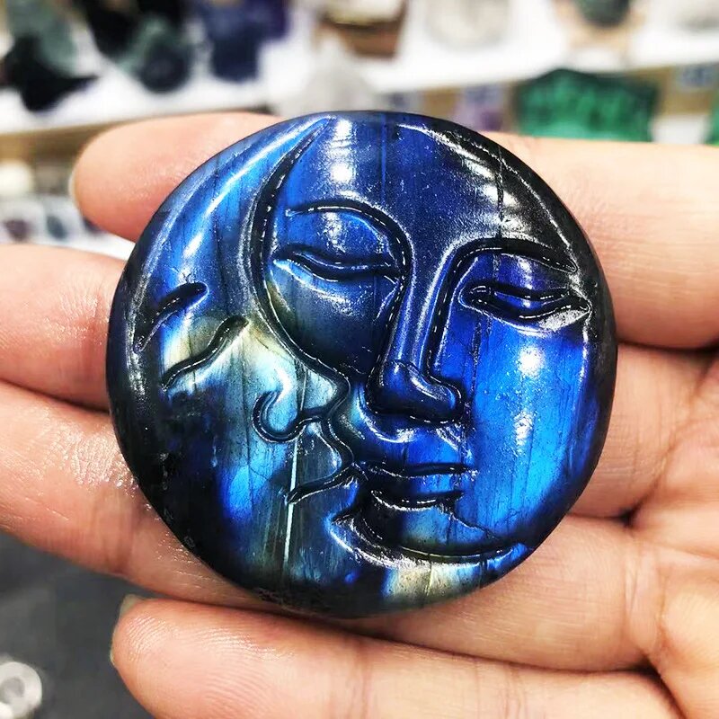 Натуральный лабрадорит Sisterstone Темно-синий, With holes, 50x50x8mm