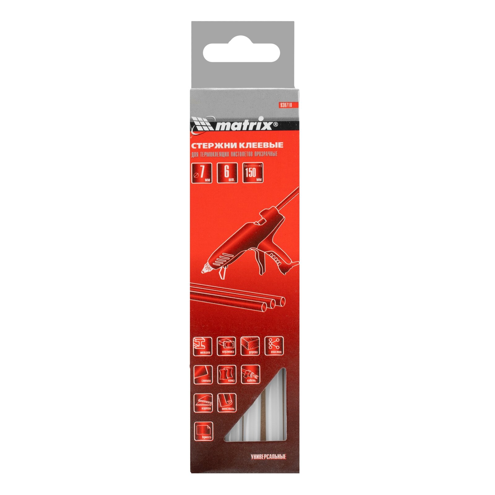Стержни клеевые, прозрачные, 7*150мм, 6 шт./упак. // MATRIX MI930710