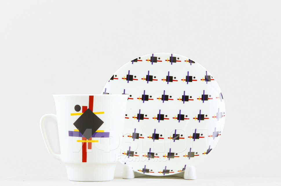 Чашка с блюдцем Императорский фарфоровый завод Майская Супрематический орнамент 160 мл