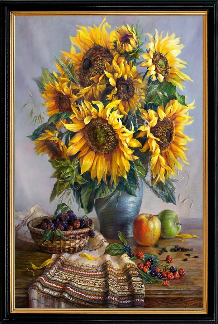 Картина "Подсолнухи", 30х20 см, художник - Дандорф Ольга. Арт. ДО2-30х20