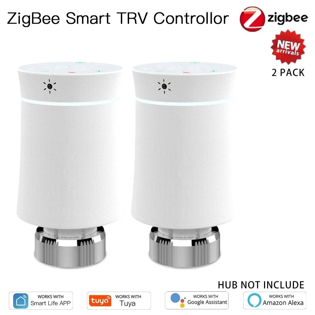 MOES Умный термостат для радиаторов ZigBee3.0 2PCS White Valve