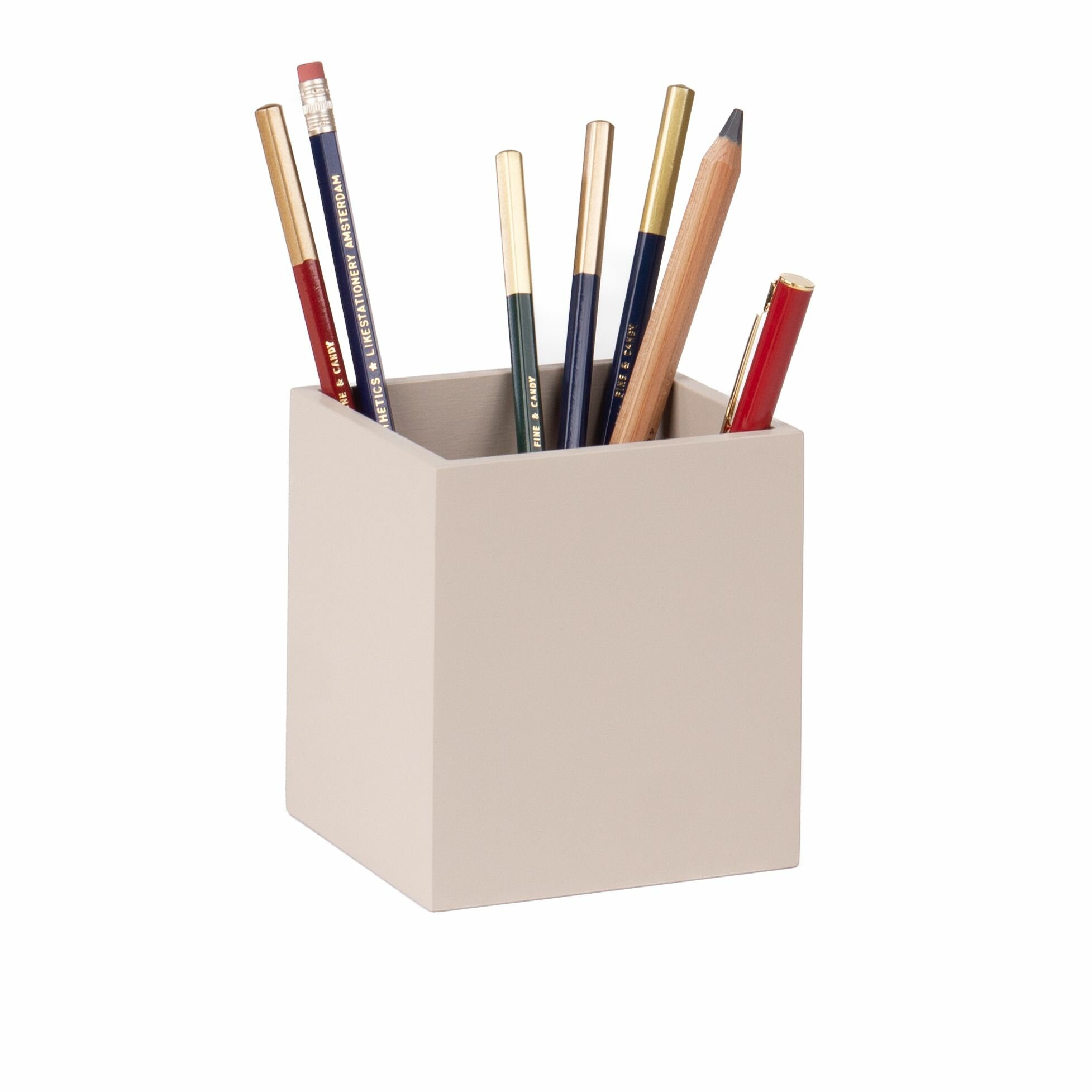Подставка для ручек и карандашей, стакан канцелярский Penkap Duo, размер L (большой), светло-бежевый