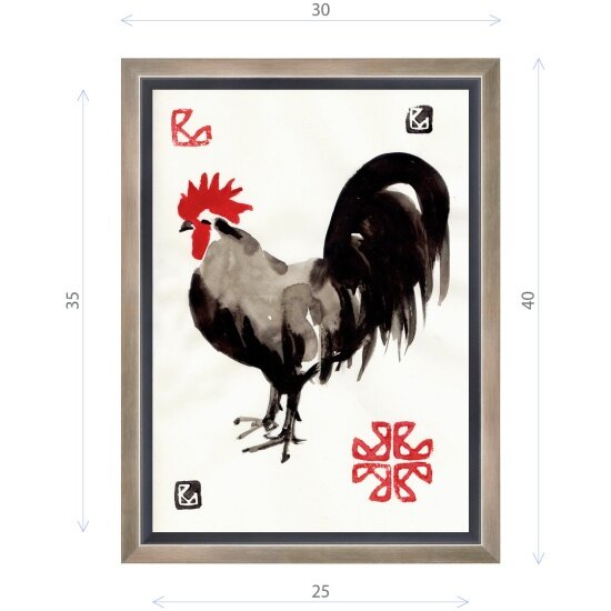 Картина Декор Депо Константина Малютина Большой петух Матовый холст в раме 40х30 см