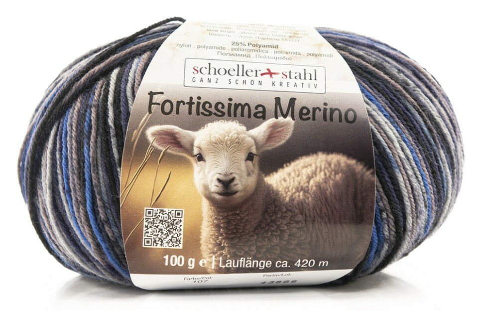 Пряжа Austermann 93042 Fortissima Merino 4-fach 100 г 420 м #0107