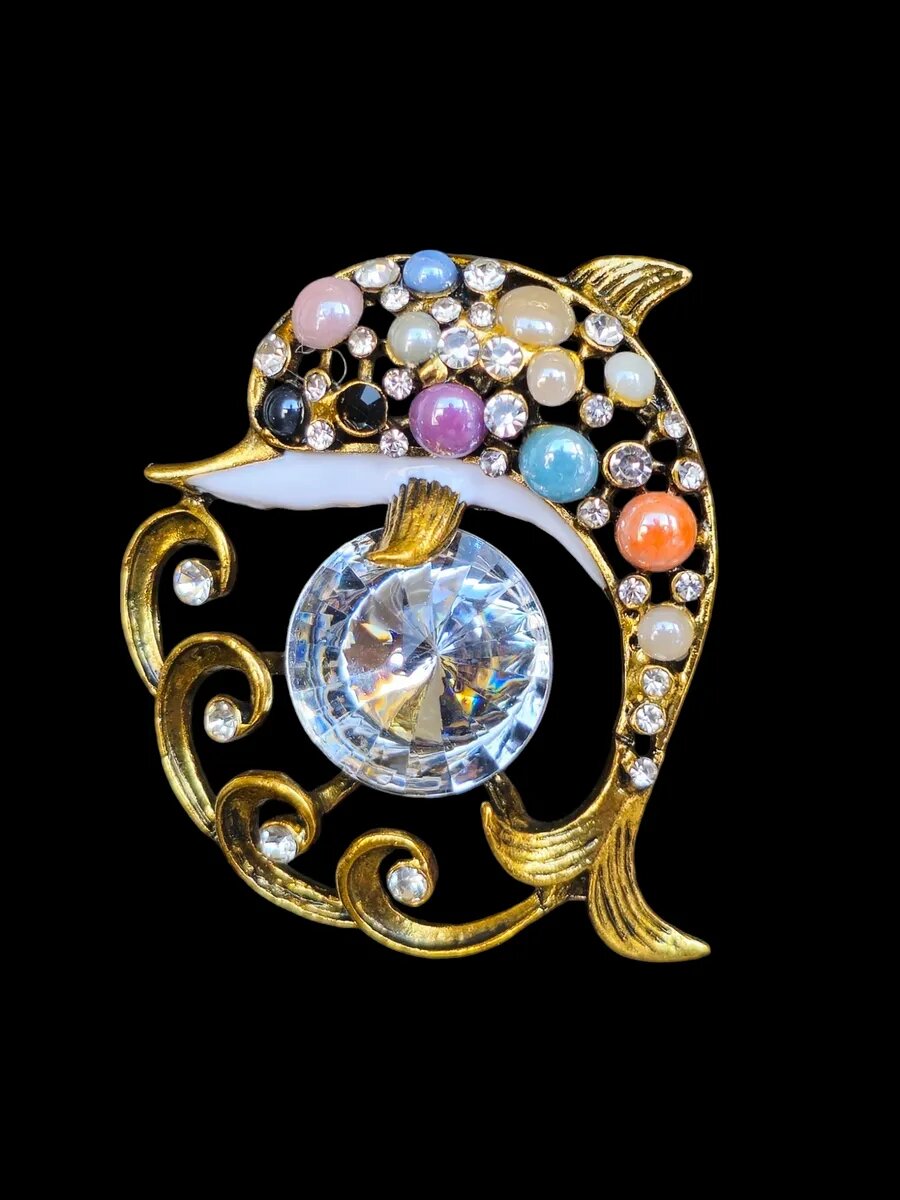 Дельфин сувенирный магнит со стразами подарочный набор