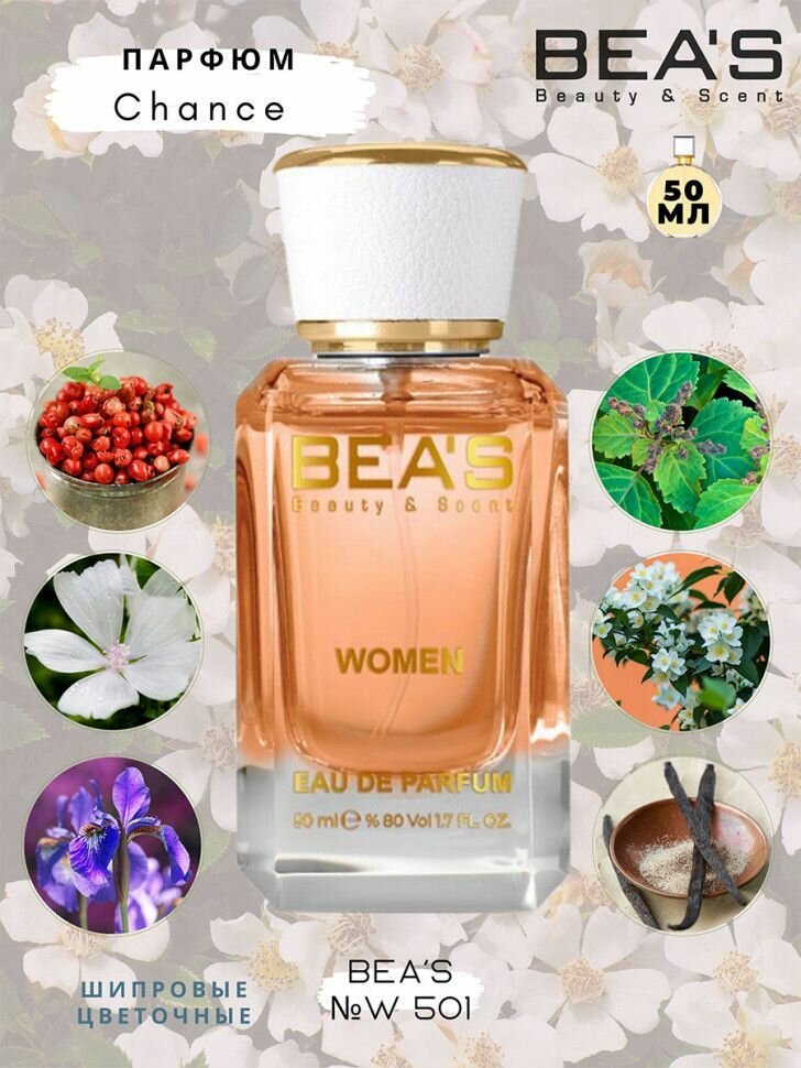 Парфюмерная вода Bea's Parfum №501, Chance, женская, 50мл, не тестируется на животных