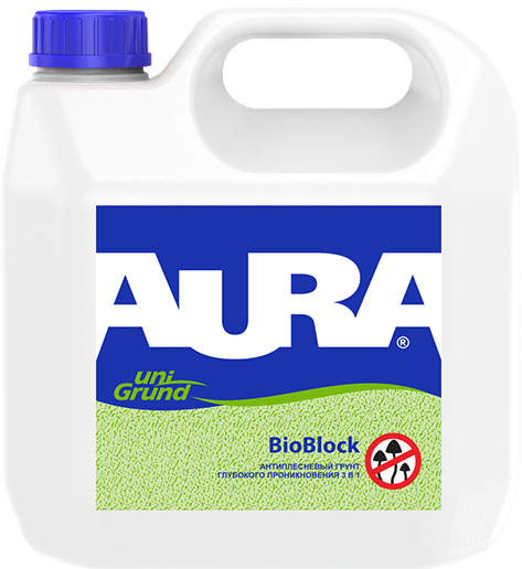 Антиплесневый Грунт 3в1 Aura Bioblock Unigrund 1л Глубокого Проникновения / Аура.