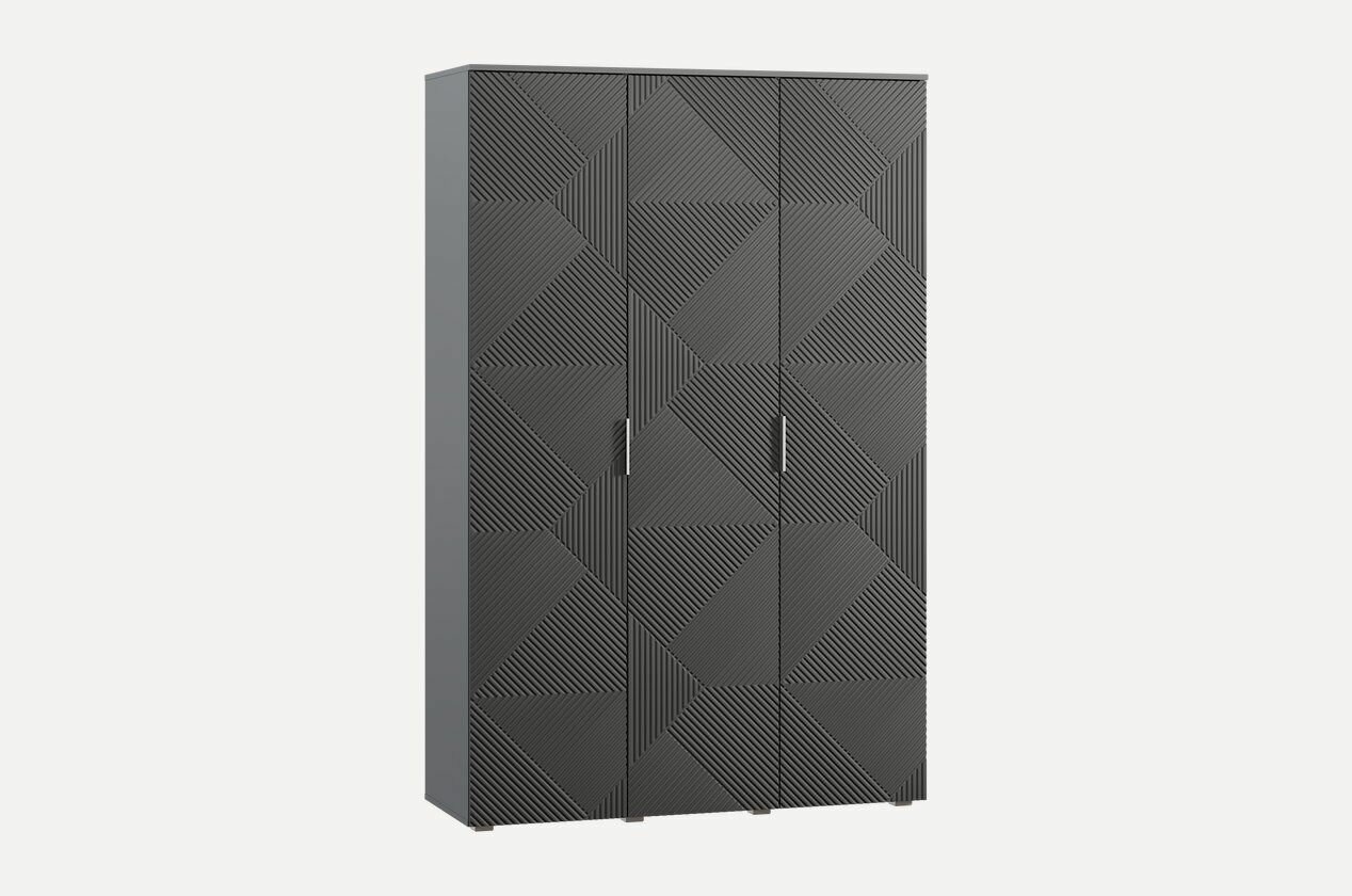 Распашной шкаф для одежды Divan.ru Шелтон-3 Графитовый, 137х50х212 см, 3 двери, серый