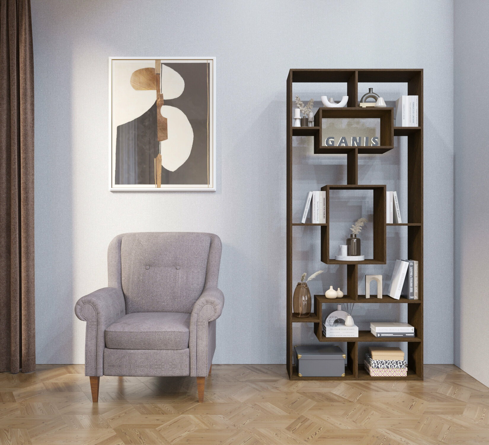 Стеллаж Перегородка в стиле Лофт модель Альфа 75 дуб венге (ШхВхГ) 75х183х25см