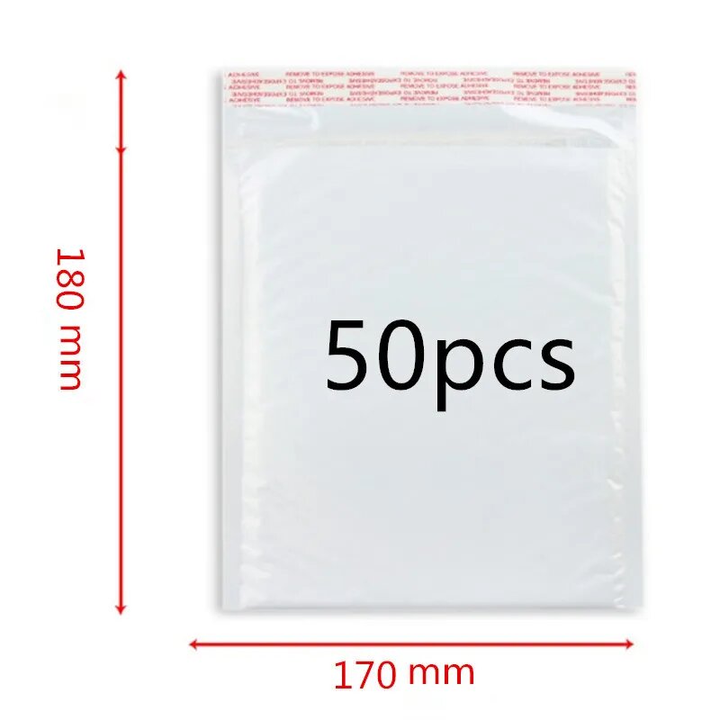 50 шт./ (17*18 см + 4 см) белый конверт из пузырчатой пленки, жемчужный пленочный конверт, амортизирующий пакет