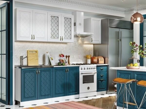 Кухонный гарнитур Ирина 2,0 Белый матовый/Джинс