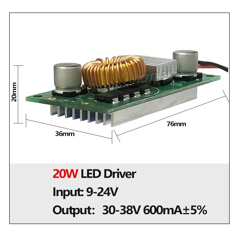 20W LED Driver 9-24V, 30-38V 600mA