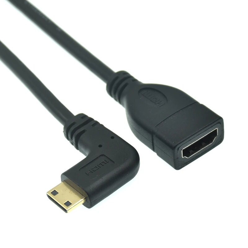 Угловой мини HDMI-совместимый с HDMI штекер-гнездо кабель для ноутбука ПК камеры MP3 /4 HDMI