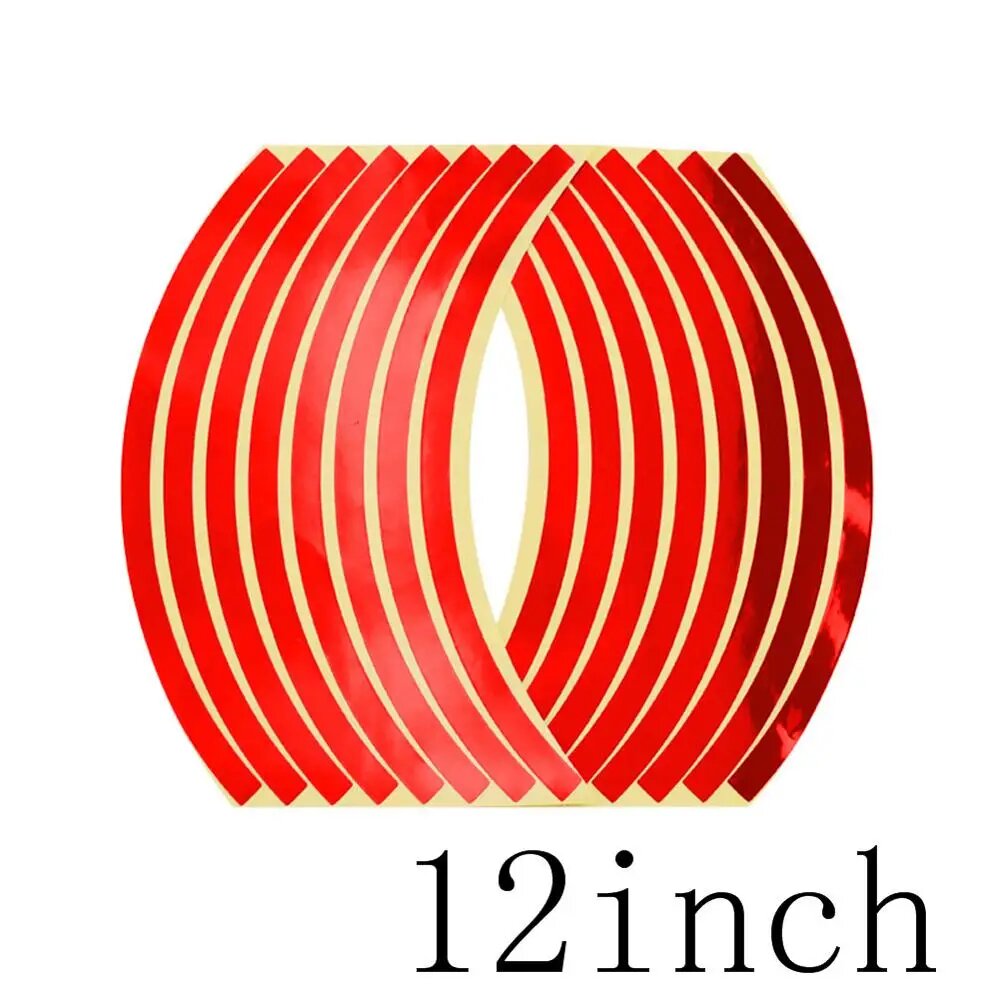 16 шт. 10/12/14 дюймов универсальный обод колеса мотоцикла светоотражающие наклейки мото велосипедная наклейка 12inch Red