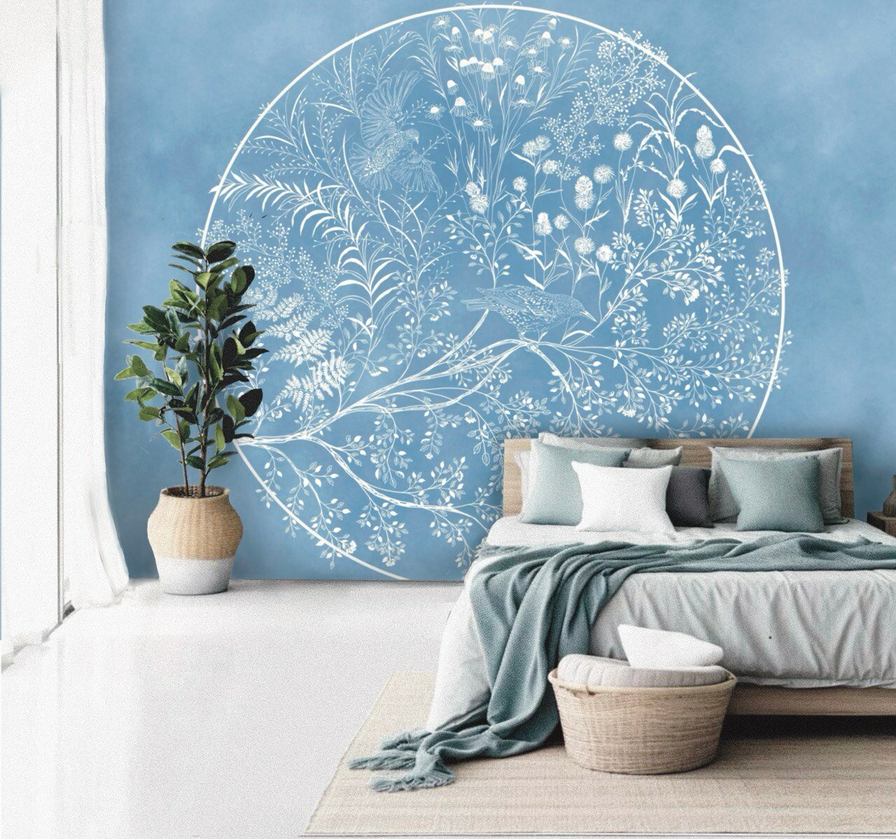 Обои бесшовные "Бесконечность" голубой (ширина 3100мм х длина 3500мм)