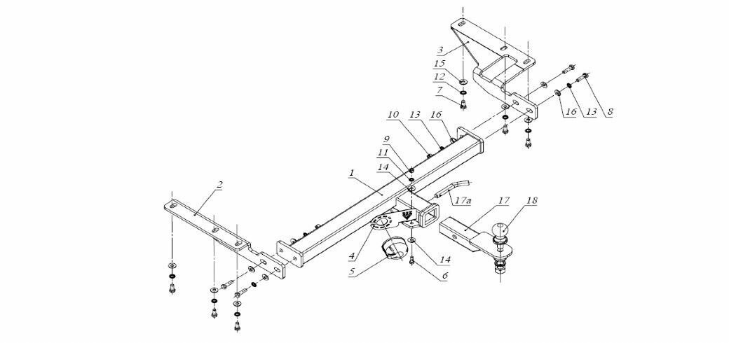 Фаркоп под квадрат для Honda CRV-3, 2007-2010, Бизон. FA 0511-E