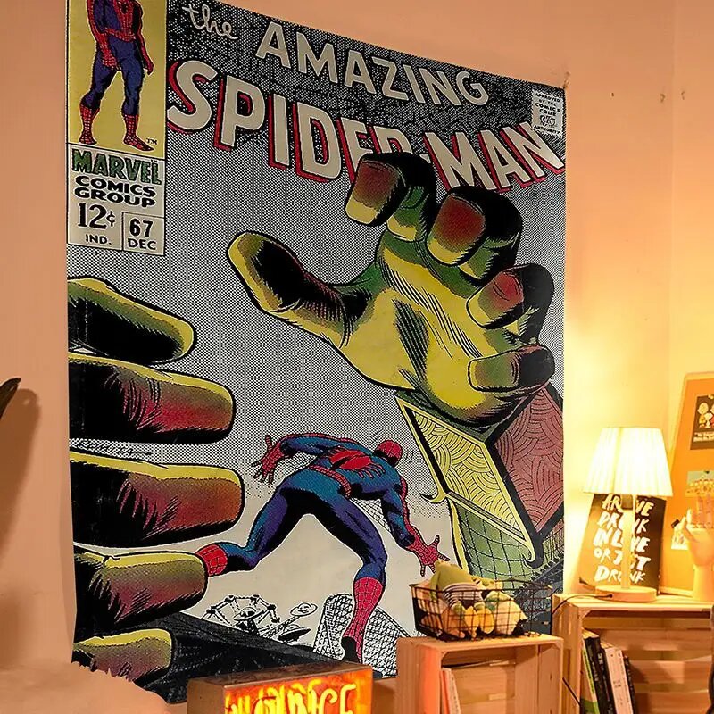 Брезентовый подвесной коврик Marvel с изображением Человека-паука, Настенный декор для детской комнаты, мультяшный Человек-паук, фоновая ткань, гобелен, домашний Настенный декор, P3, 200x150cm