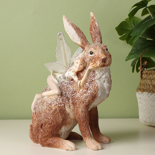 Декоративная фигура Лесная фея и Заяц - Волшебный лес Бенуа, 22 см, Goodwill, D44106