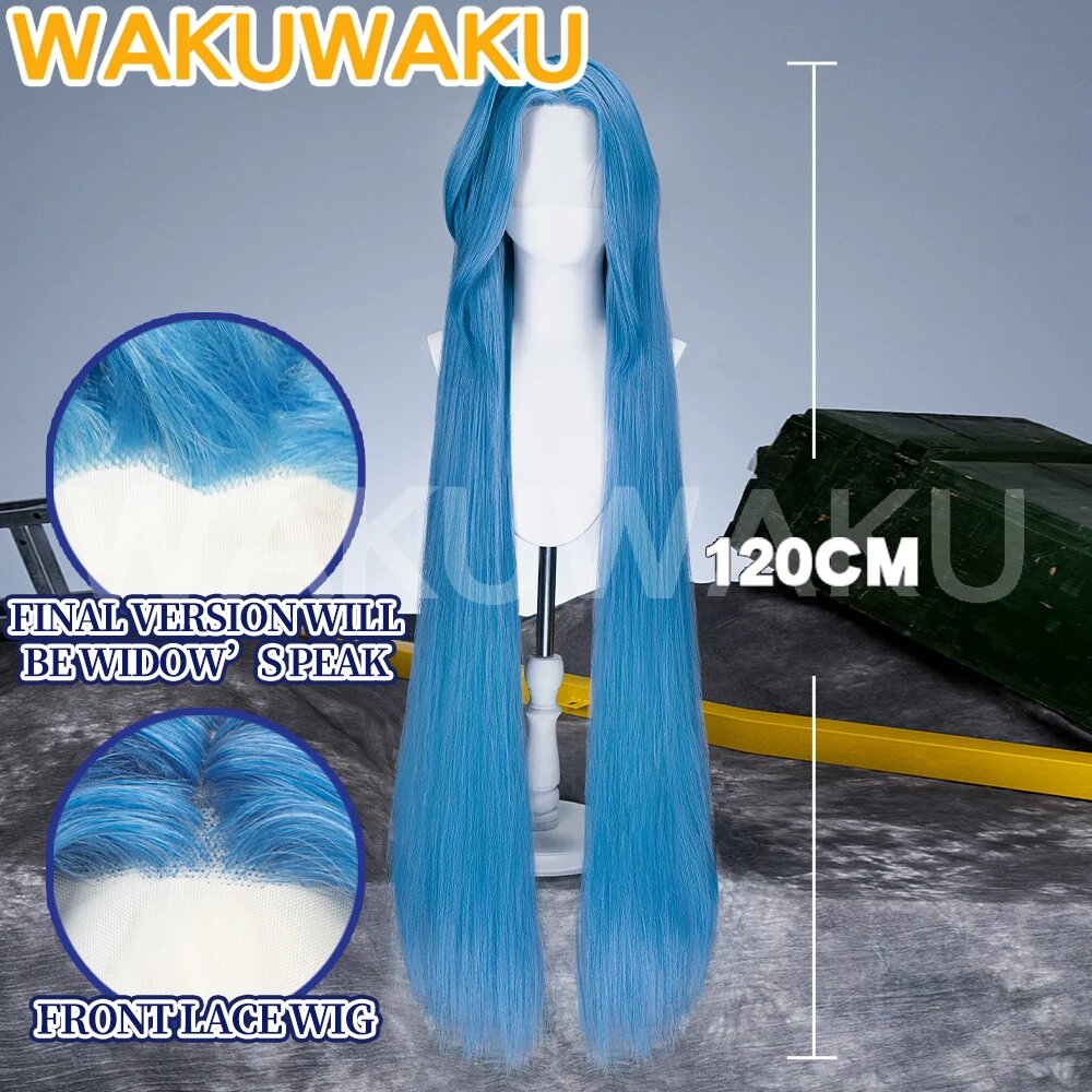 Парик Джинкс 150 см WakuWaku Синий, Один размер, 120cm Drape Lace Wig