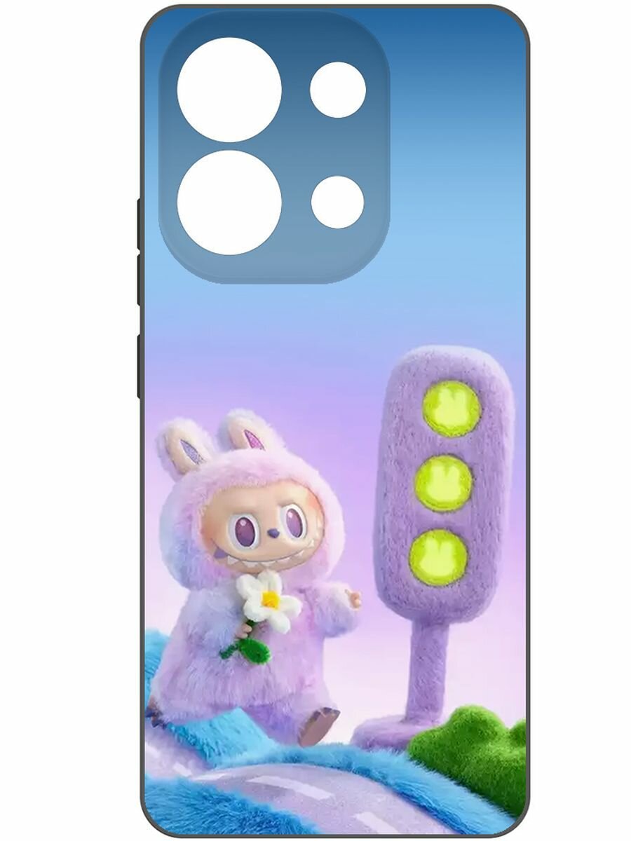 Чехол-накладка Krutoff Soft Case Лабубу Удача для Xiaomi Redmi Note 13 4G черный