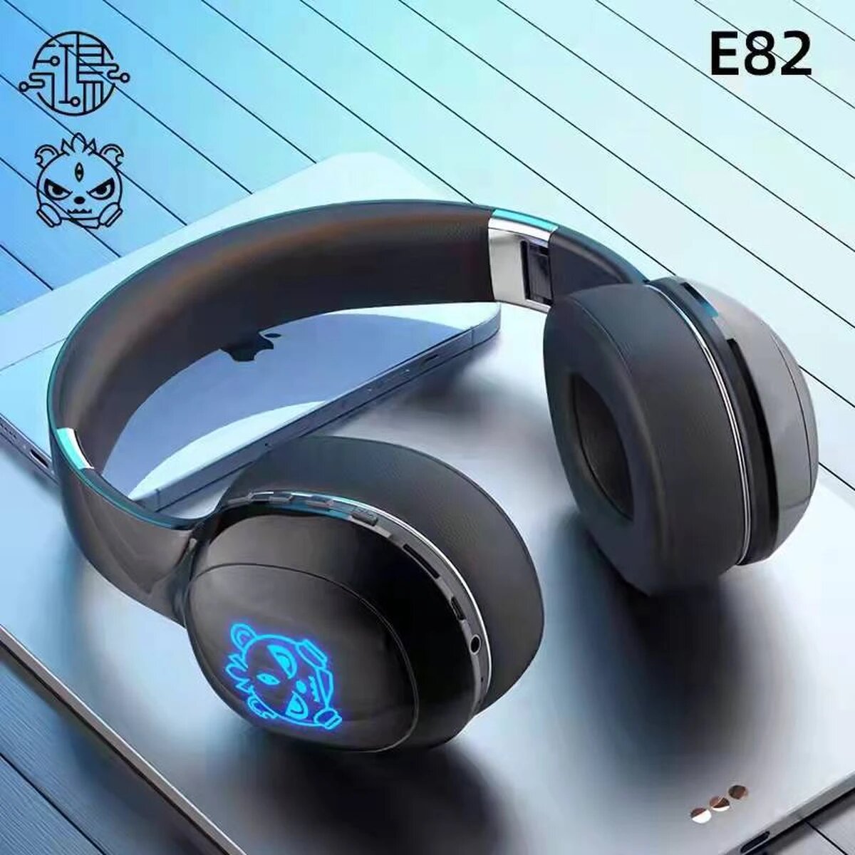 Беспроводные наушники E82, Bluetooth 5.0, складные, стерео, до 8 часов работы, Все Черный