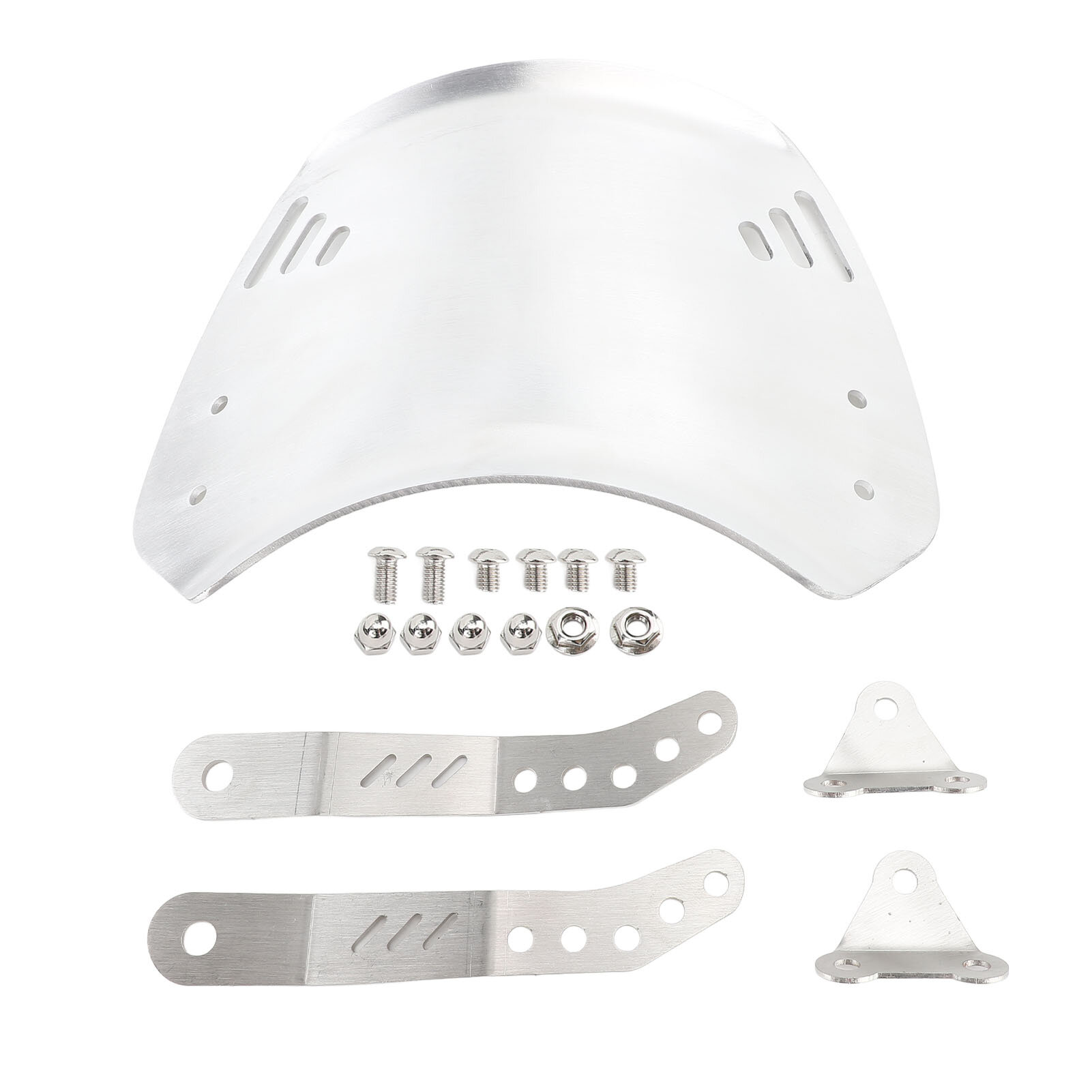 Лобовое стекло мотоцикла с кронштейном, алюминиевое, для фар 6.5‑9.45", серебристое