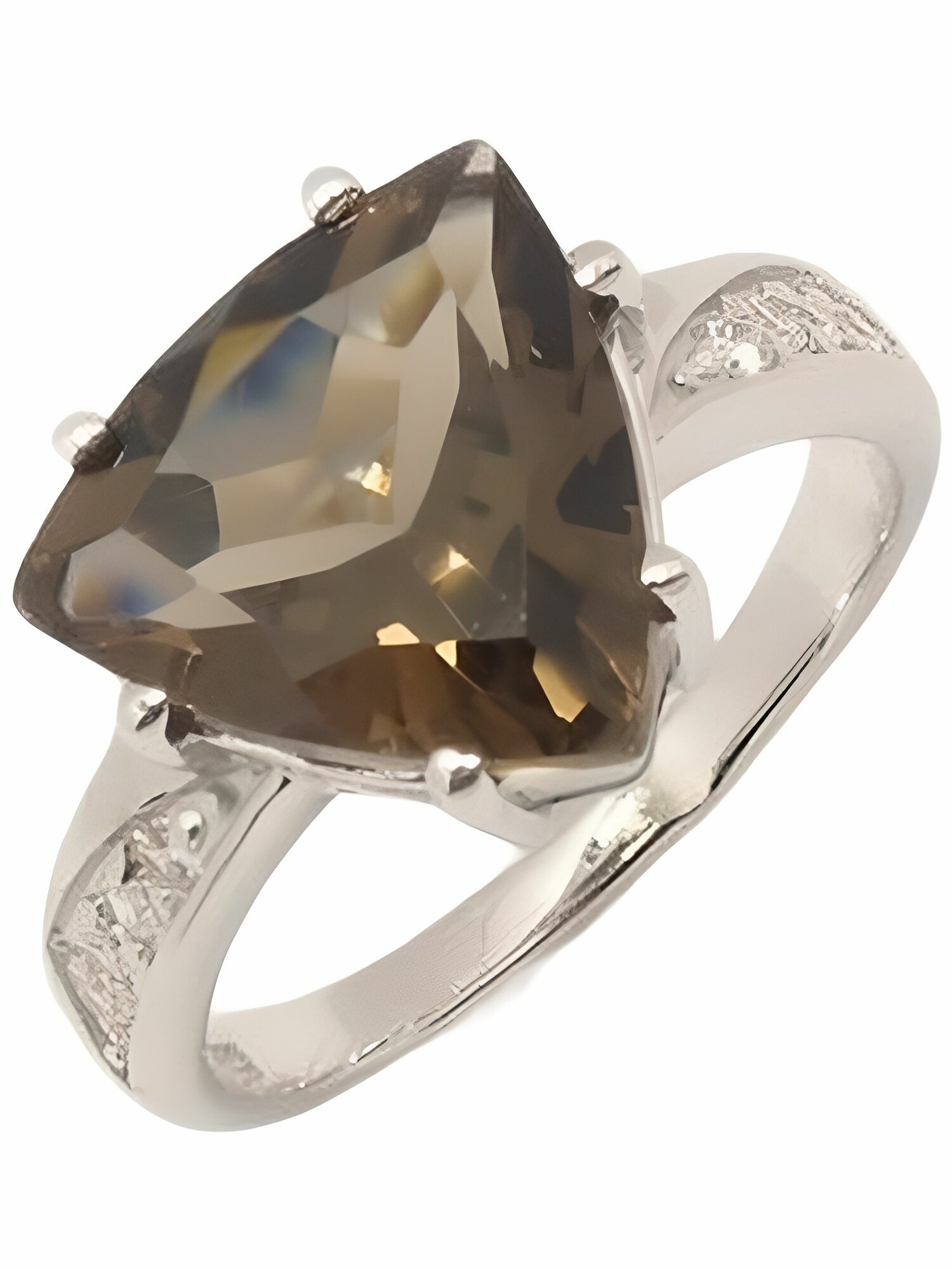 Кольцо тонкое, серебро, 925 проба, родирование, фианит, раухтопаз