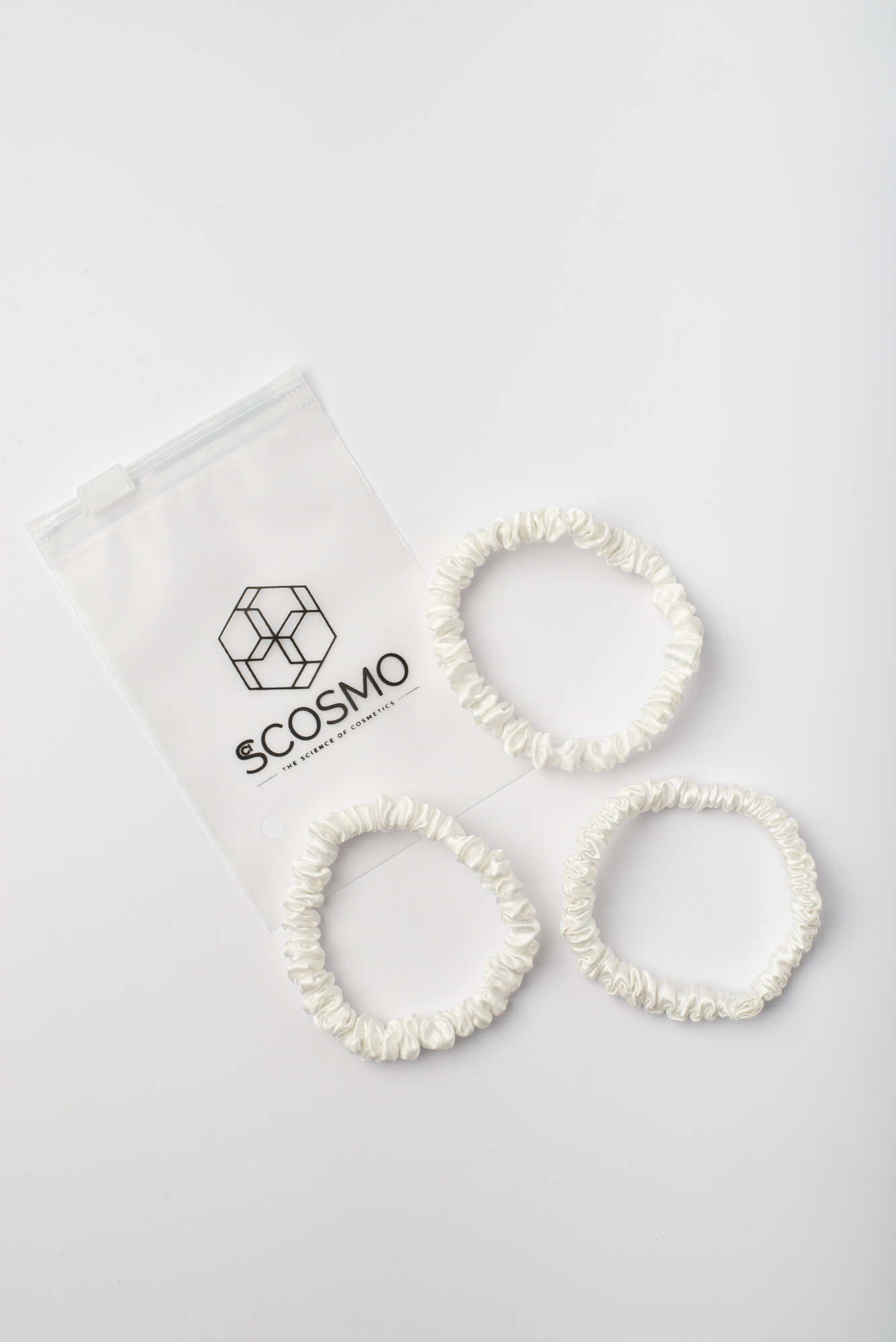 Набор шёлковых резинок 0,5 см: цвет белый, 100% натуральный шелк, премиальные аксессуары для ухода за волосами SciCOSMO YZ