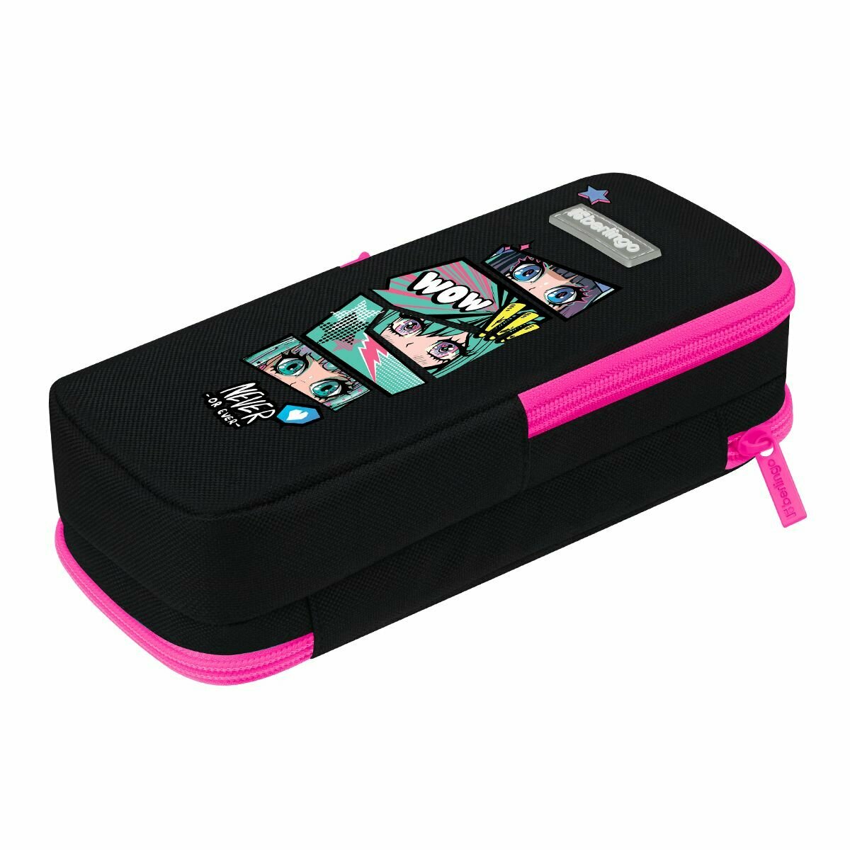 Пенал 2 отделения, 205*80*55 Berlingo "Never or ever", полиэстер, внутренний органайзер, магнит