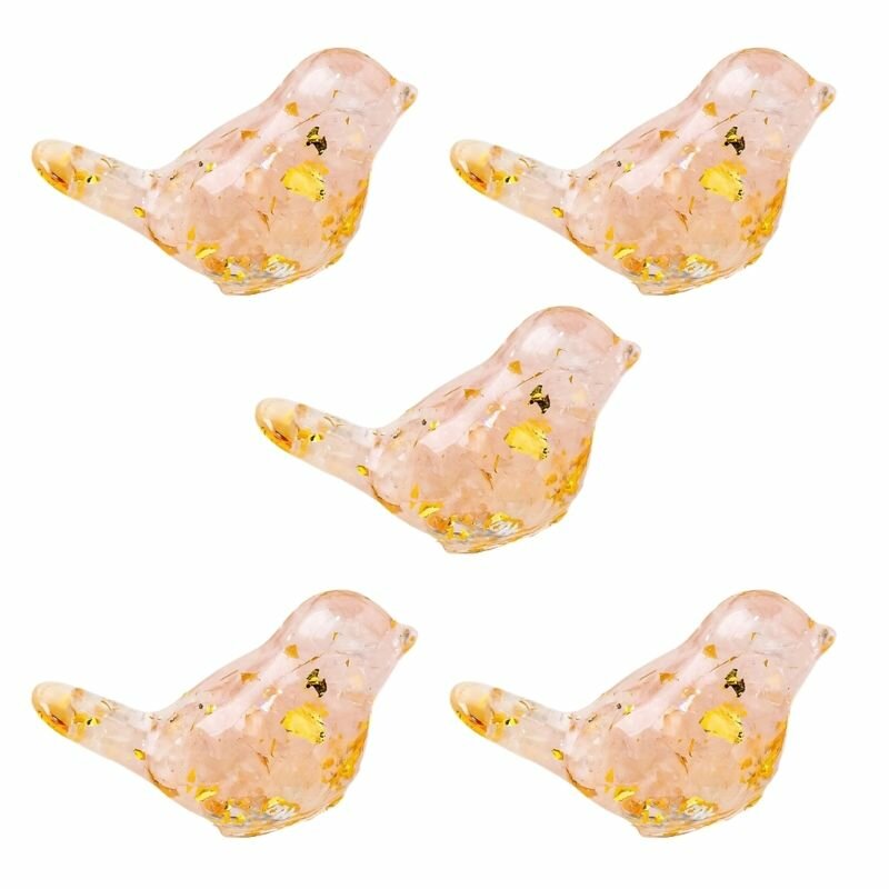 (5 шт) Птичка из натурального камня (розовый кварц)
