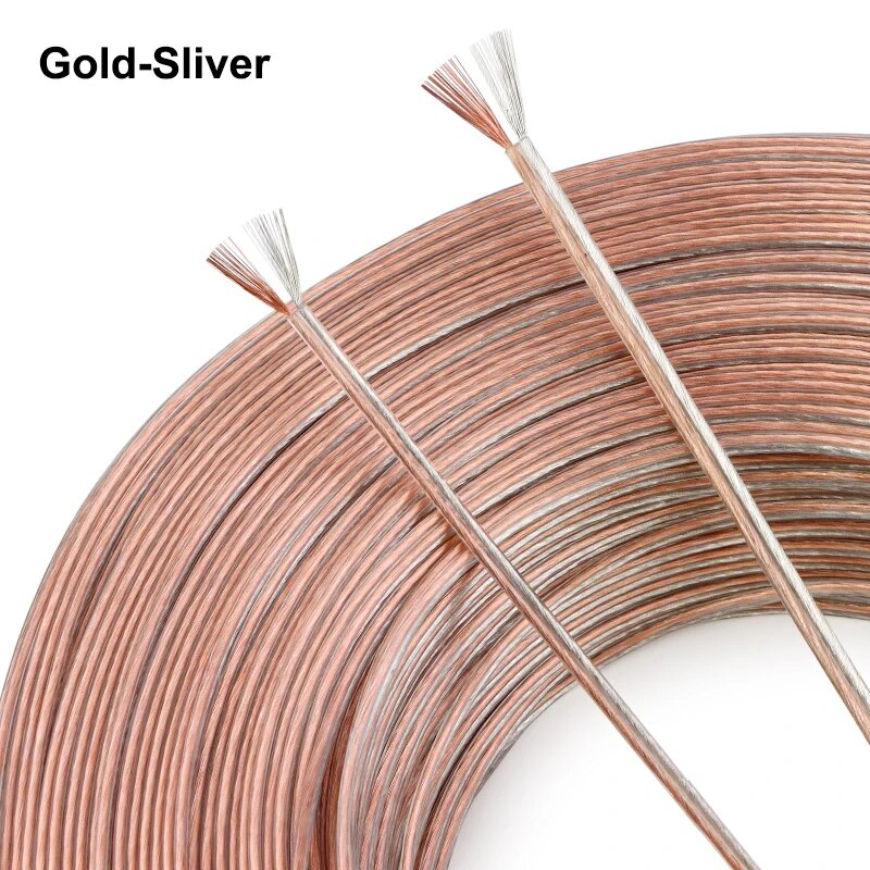 Прозрачный 2-контактный провод UL2468 16/18/20/22/24/26/28/30 AWG 20AWG (0.5mm2), Gold-Sliver, 20 meters