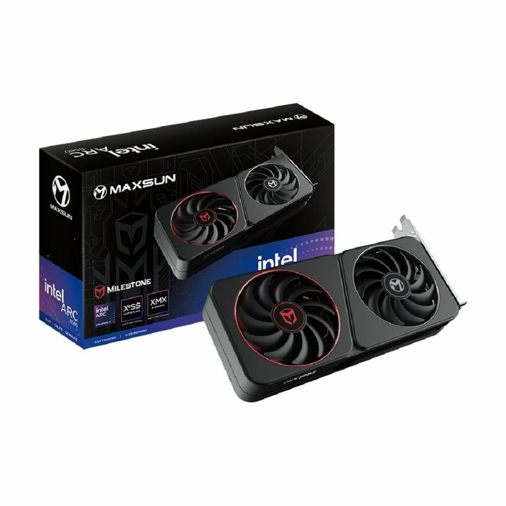 Видеокарта MAXSUN Intel Arc B580 Milestone 12G GDDR6, PCI-E x8 4.0, 192bit/2670-2850Mhz, 3xDP, HDMI