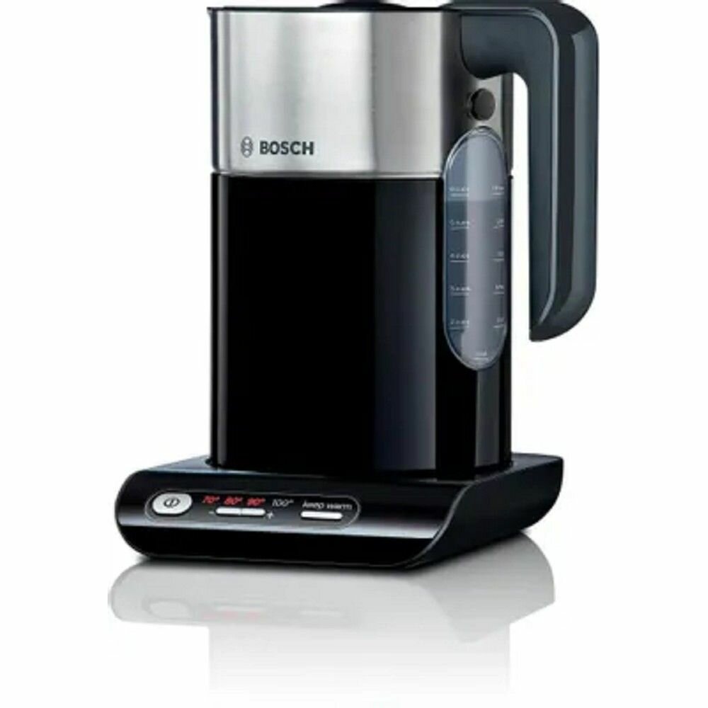 BOSCH TWK8613P Чайник, 2400Вт, черно-серебристый, терморегулятор