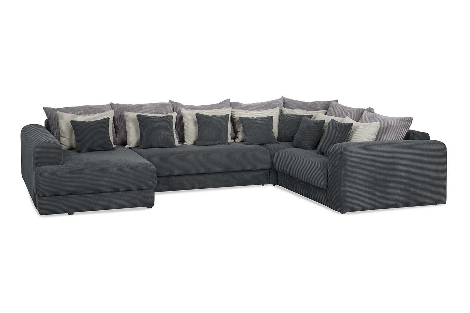 Угловой диван-кровать SOLANA Мэдисон, вельвет, 361х84х247, с левым углом, цвет темно-серый