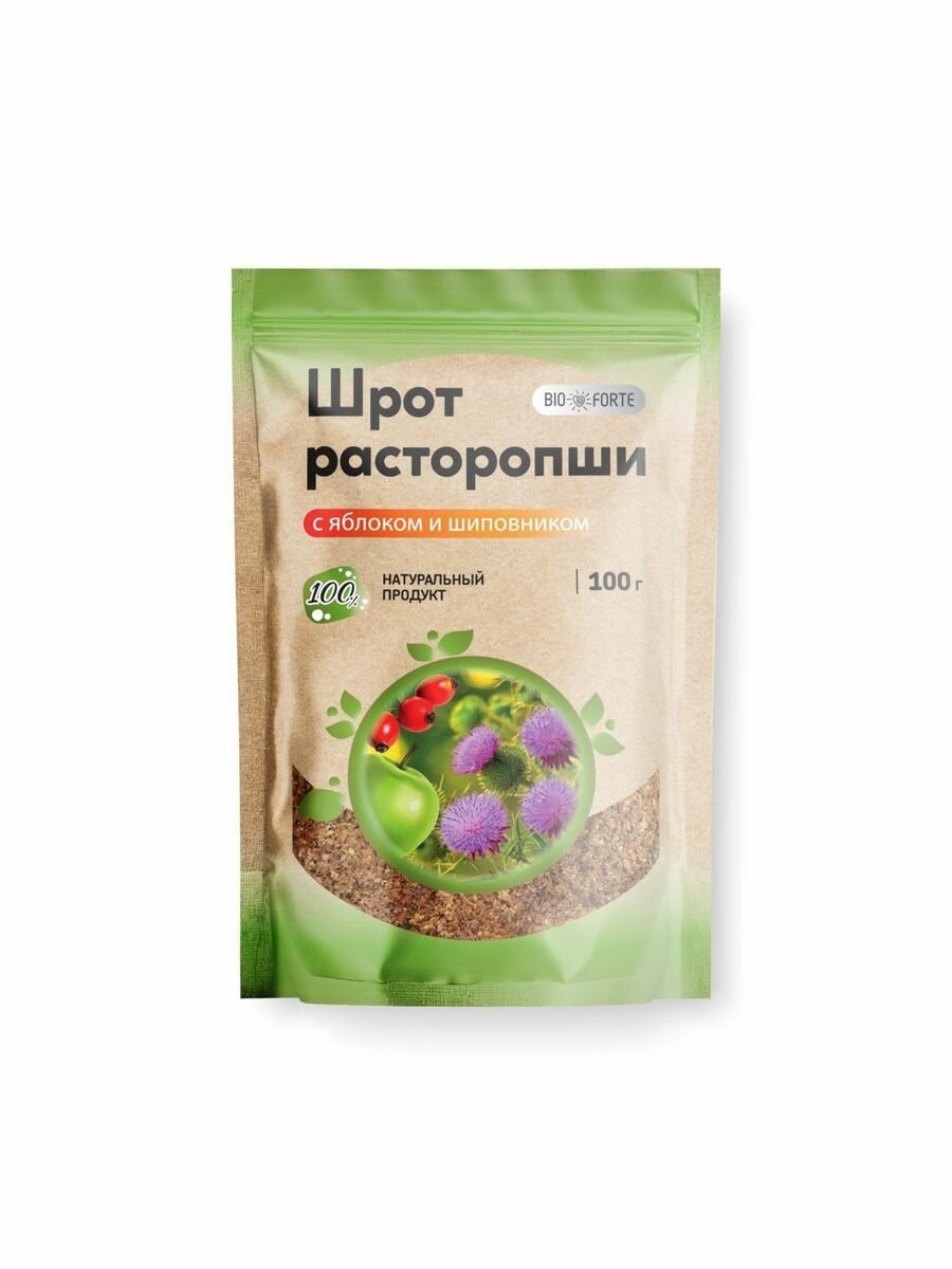 Расторопша шрот с яблоком и шиповником, 100 г дой-пак, BioForte