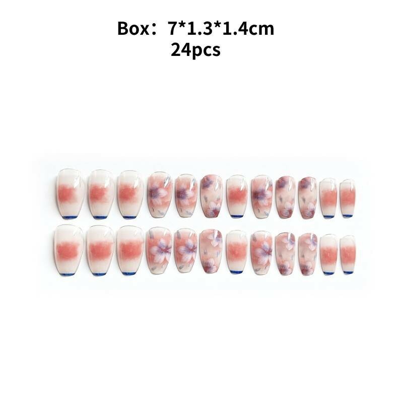 24 штуки носимых наклеек на ногти с цветочным дизайном в стиле клея и желе