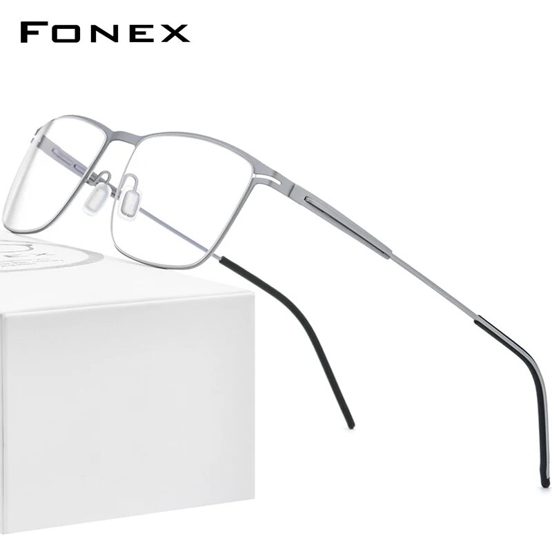 FONEX очки мужские, серебряные, квадратные