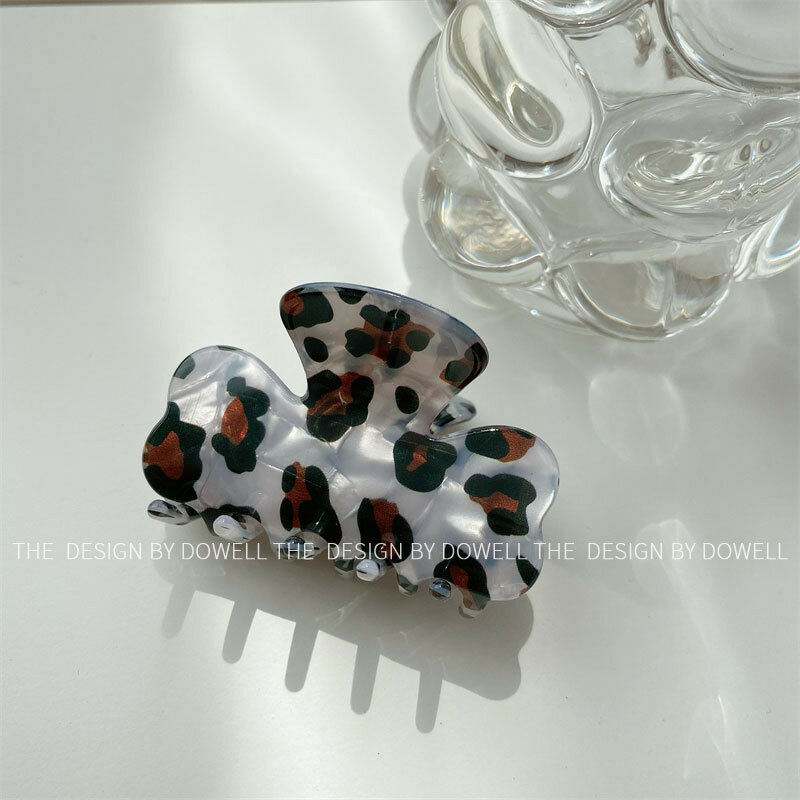 Модный зажим для волос с леопардовым принтом для женщин, ручная работа, винтажный ацетатный аксессуар с бантом, 5,8 см