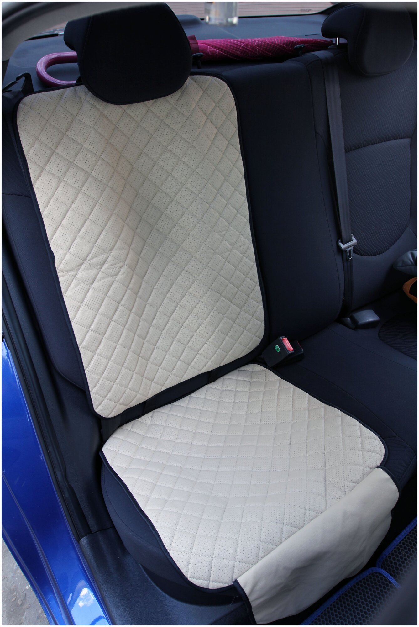 Накидка Защитная под детское кресло - Экокожа Ромб Бежевый