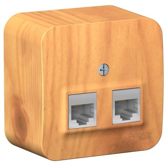 Розетка Systeme Electric (schneider Electric) SCHNEIDER ELECTRIC BLANCA двойная компьютерная RJ45, кат.5E, изол. ПЛ, Ясень