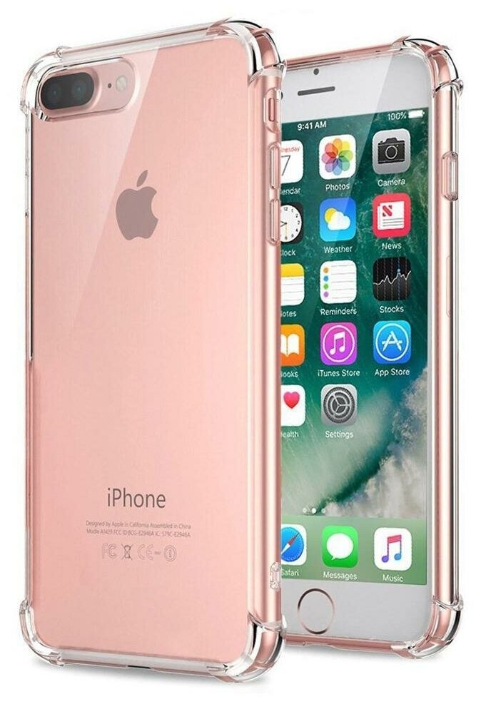 Чехол на IPhone 7 plus / 8 plus / Айфон 7 plus / Айфон 8 plus / айфон 7 плюс / айфон 8 плю прозрачный силиконовый "Антишок"