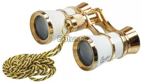 Бинокль театральный Veber Opera БГЦ 3x25 с цепочкой, белый/золотой