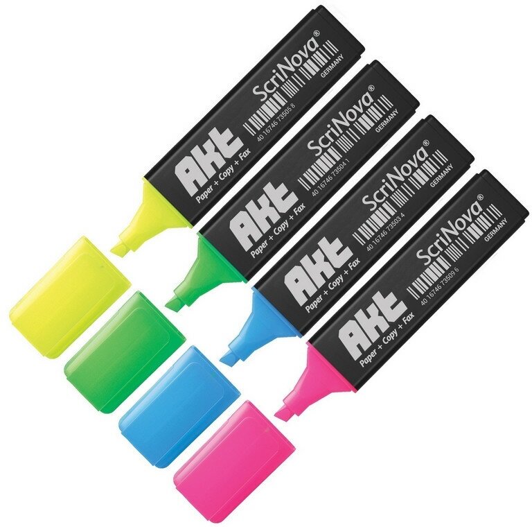 Маркер выделитель текста ScriNova Akt набор 4 цв. 1-5 мм