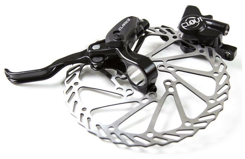 Тормозной набор гидр. 3-615 для дискового тормоза пара перед+задний CLOUT 1 (минеральное масло, ротор 160мм+суппорт+тормозная ручка+шланг) 419г. черный CLARK`S