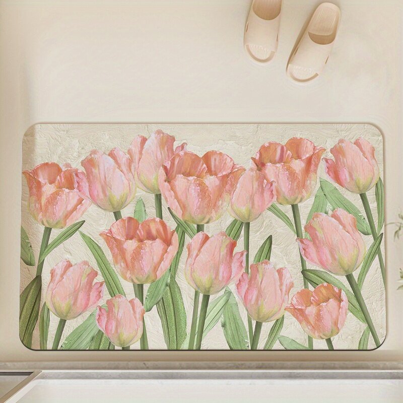 Коврик напольный для ванной и туалета с рисунком тюльпанов, 40×60 см, цвет Brilliant Tulip, плотность 2200 г/м²
