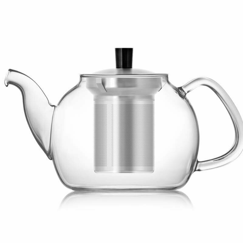 Чайник SAMADOYO Stainless Steel Infuser, 900 мл, боросиликатное стекло, металл, прозрачный-хромированный (S'051)
