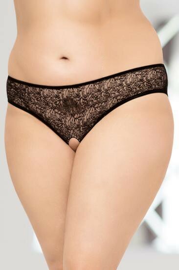 Кружевные трусики с вырезом Soft Line «SLC» XL, черные Польша