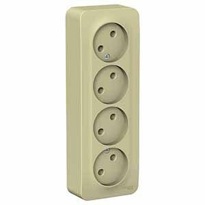 Бланка бежевый розетка открытая 4-мест IP20