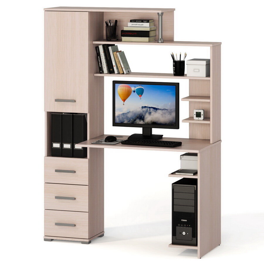 Стол компьютерный Вента-3 левый Дуб молочный