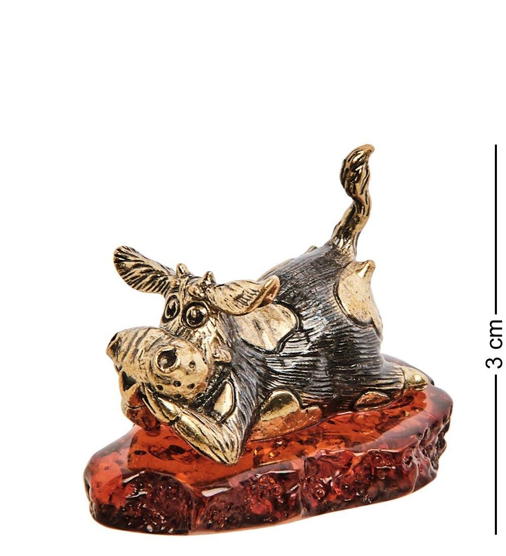 Фигурка Корова не скажу (латунь, янтарь) A2163628 Народные промыслы, бронзовый